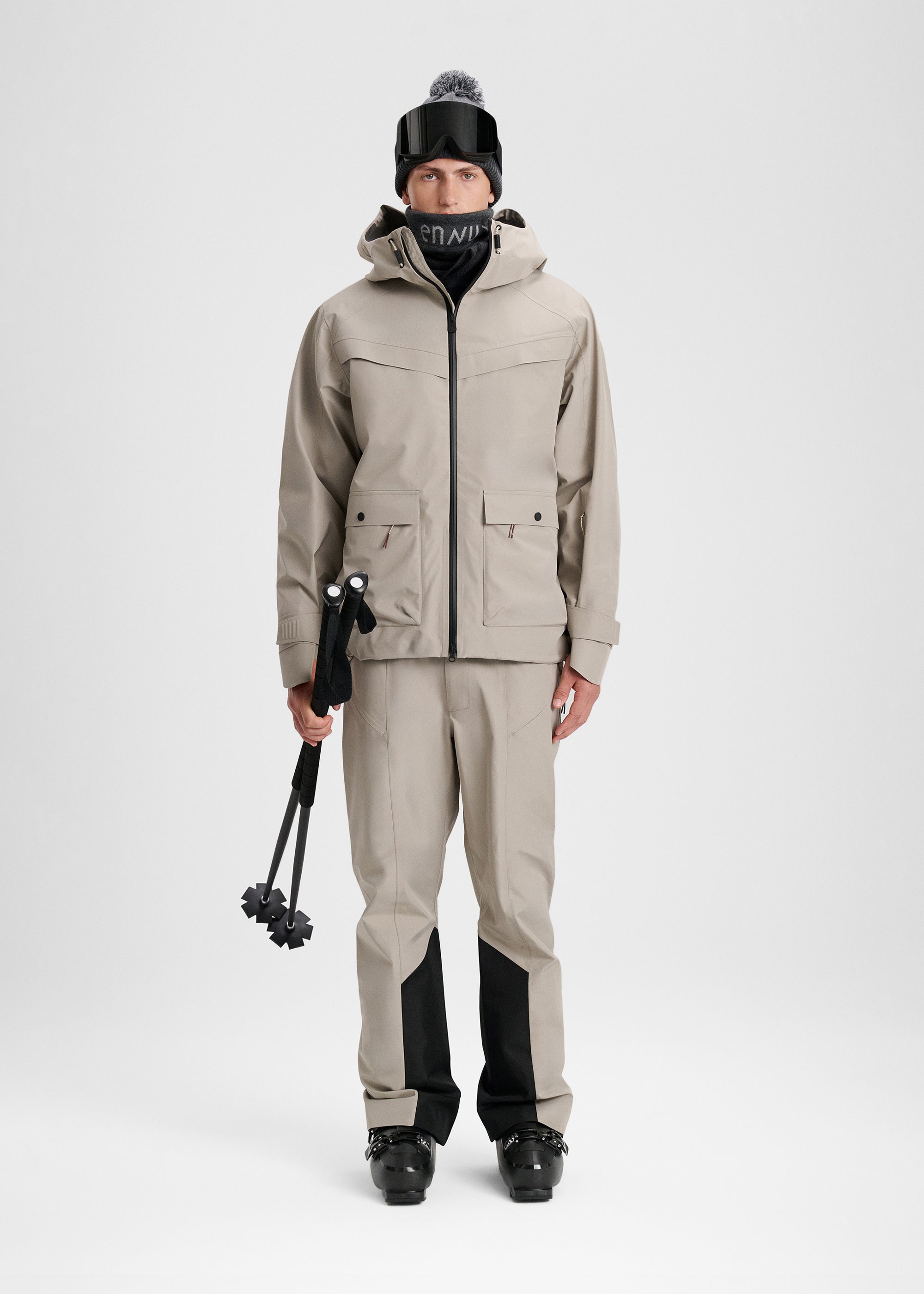 Men's Coal Shell V2 Ski Jacket in Light Grey | ENNUE — Shop now